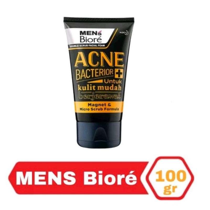Jual Men's Biore Double Scrub Facial Foam Acne Bacterior 100 gr di ...