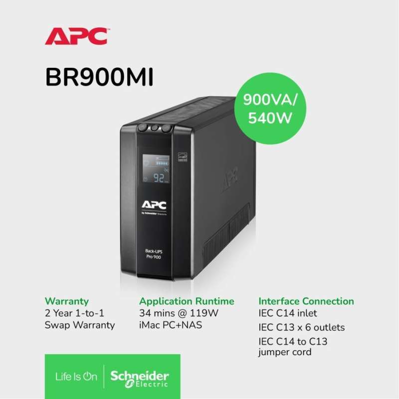 Jual APC Back UPS BR900MI 900VA 540W With LCD Interface di Seller Jaya ...