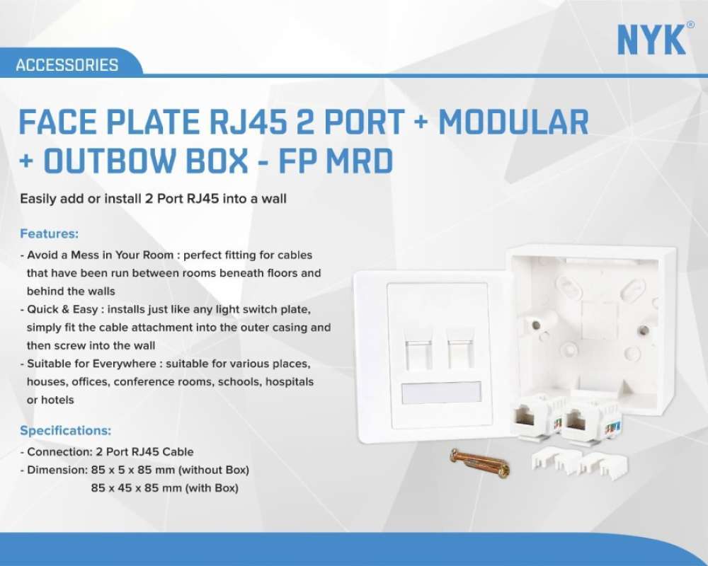 Jual Face Plate Rj45 2port+ Modular+ Outbow Box - Fp Mrd Di Seller ...