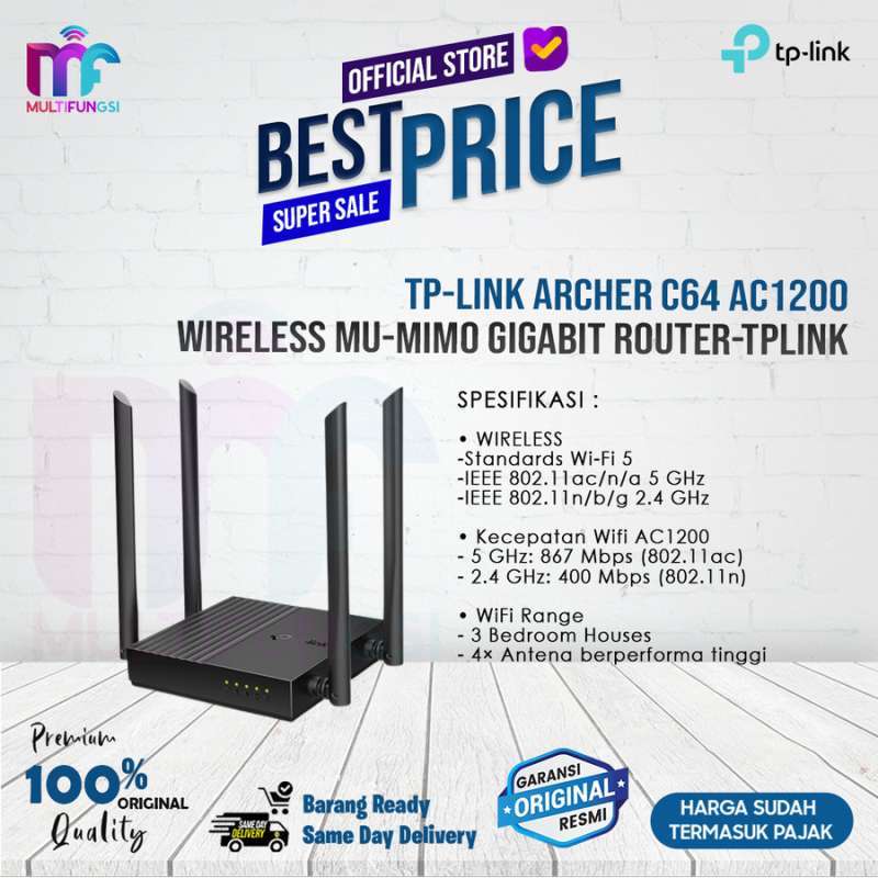 Jual TP-LINK Archer C64 AC1200 MU-MIMO WiFi Router Gigabit Wireless ...