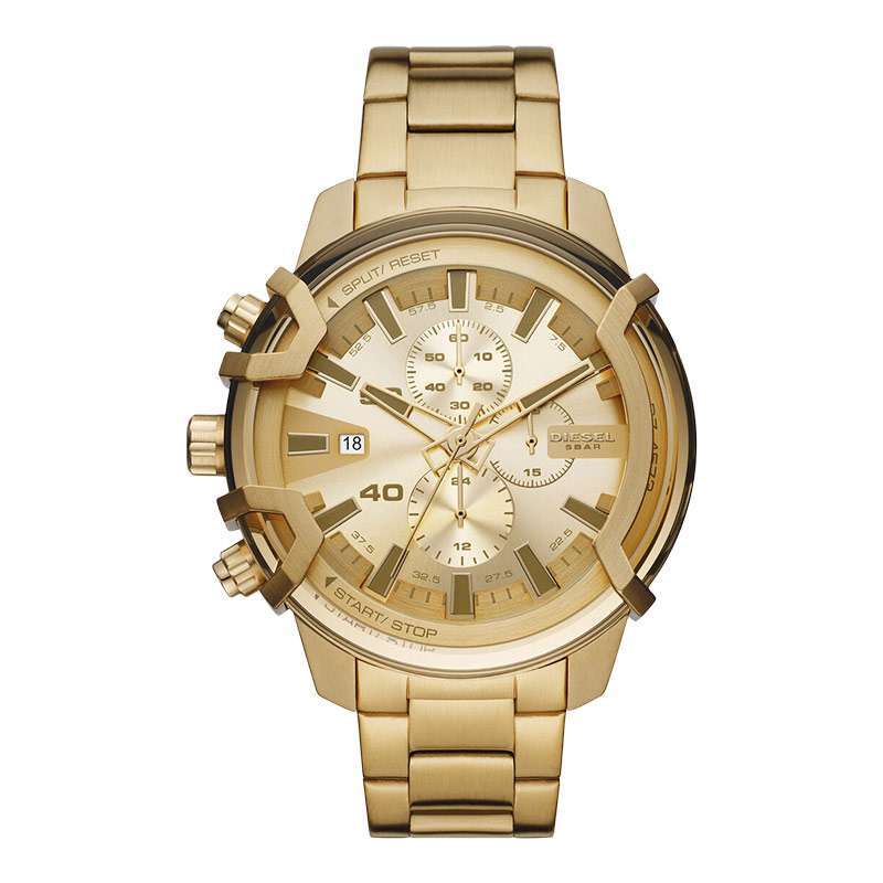 Promo Jam Tangan Pria Diesel Griffed DZ4573 Chronograph Gold Dial Gold ...