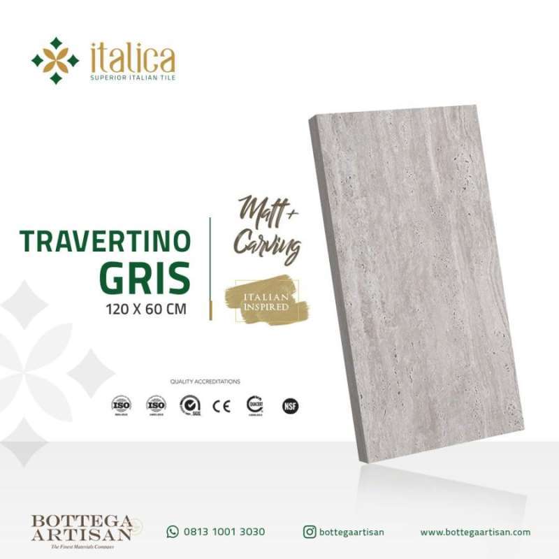 Jual Italica Granite Tile Travertino Gris Matt Carving 60x120 Di Seller ...