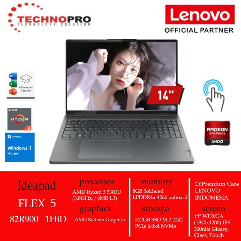 Promo Lenovo IdeaPad Flex 5 14ALC7 A7ID 1HID A8ID AMD Ryzen 3 5300U 8GB 512GB SSD AMD Radeon