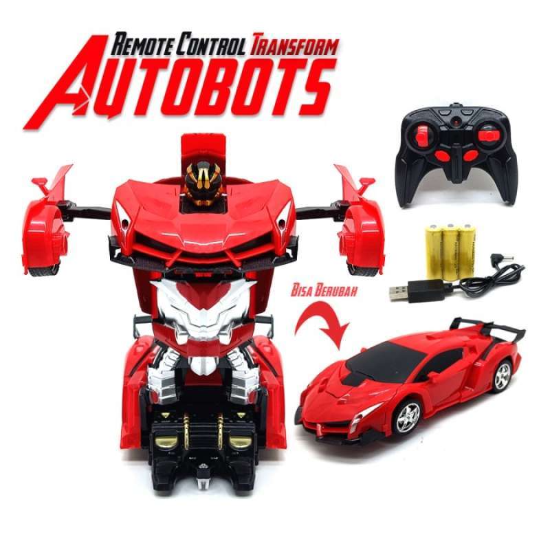 Promo Mainan Rc Remote Control Mobil Robot Transform 20 Cm Rechargeable ...