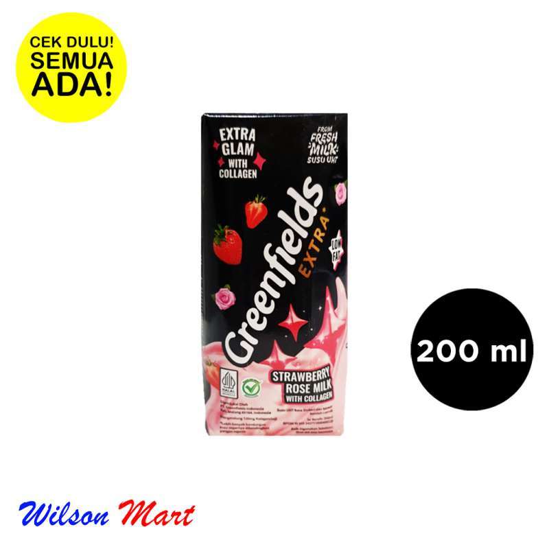 Jual Greenfields Extra Strawberry Rose Milk With Collagen 200 Ml Susu ...