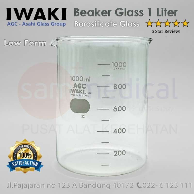 Jual Iwaki Pyrex Beaker Glass Low Form/ Gelas Kimia / Gelas Takar 1 Liter Di Seller Bergas ...