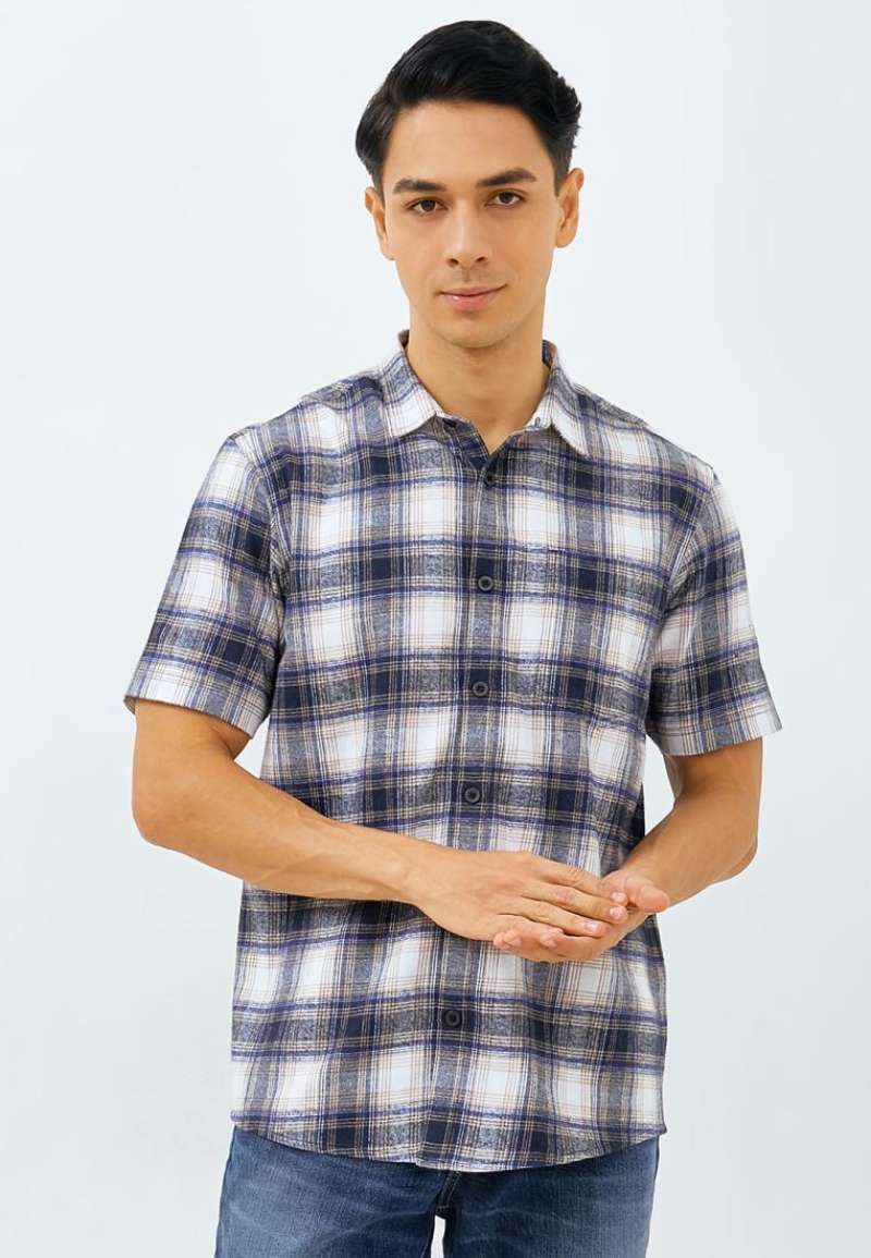 Jual Emba Jeans - Kemeja Flannel Pria Regular Fit Lengan Pendek Warna ...