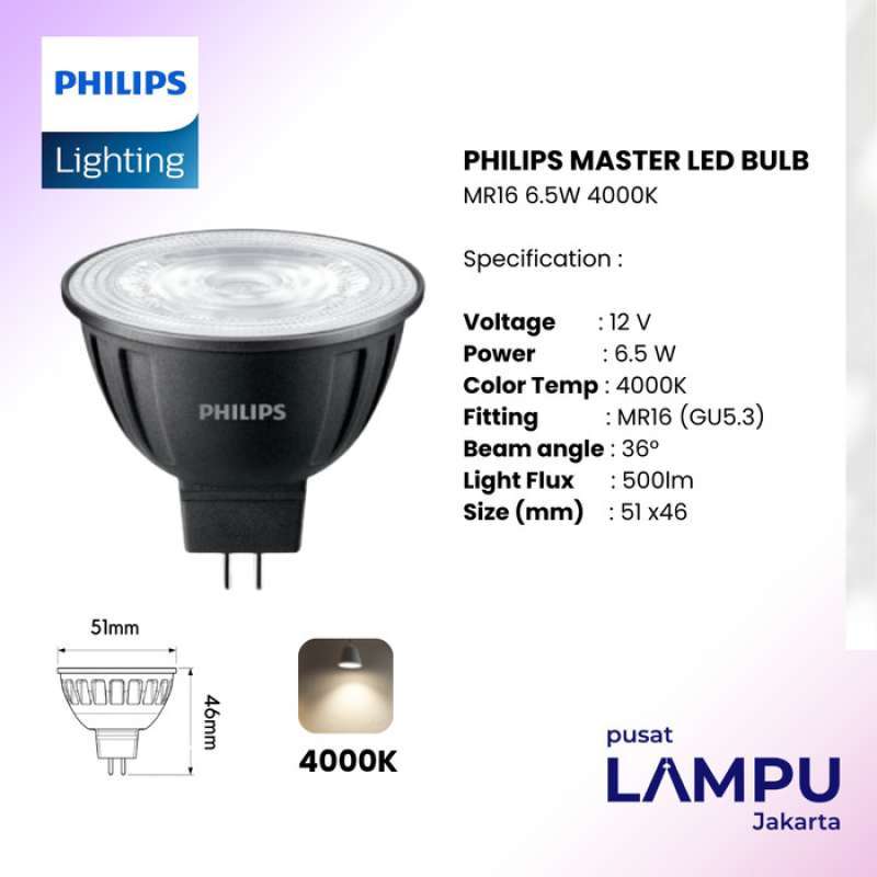 Promo LAMPU PHILIPS MASTER LED MR16 7W 4000K DIMMABLE 36D 12V Diskon 23 ...