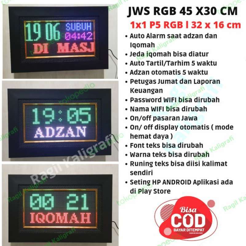 Promo Jam Digital Masjid Jam Jeda Iqomah Jws P5 Rgb Jam Adzan Otomatis ...