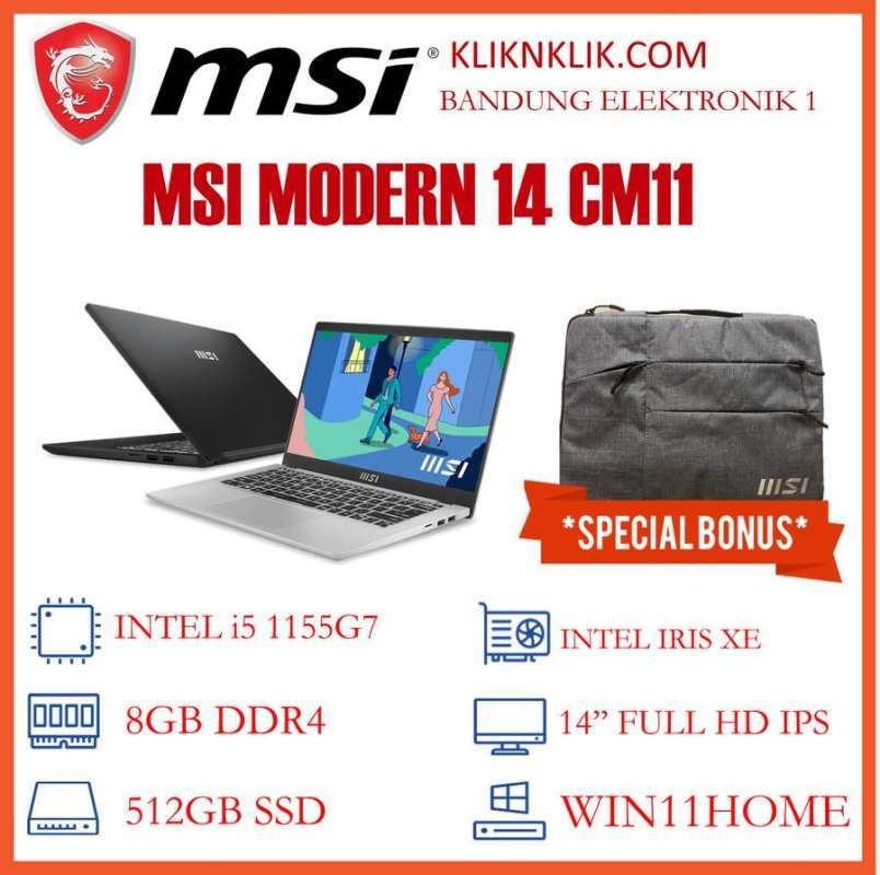 Jual Laptop Kerja Tipis Promo Msi Modern 14 Cm11 Intel Core I5 1155g7 ...