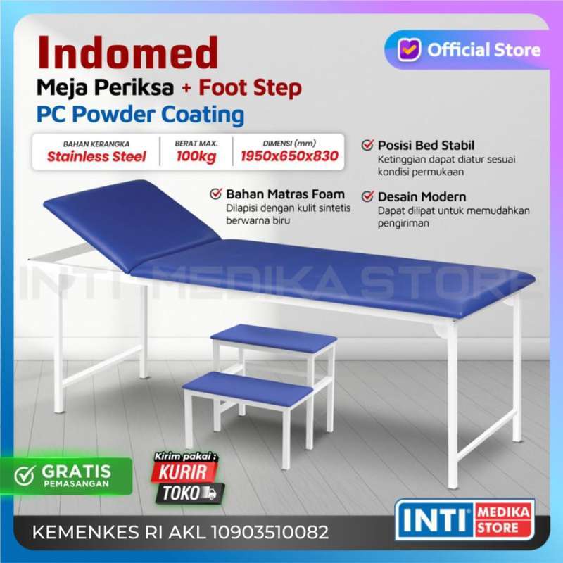 Jual Indomed - Meja Periksa Pc Powder Coating Plus Foot Step Set Di ...
