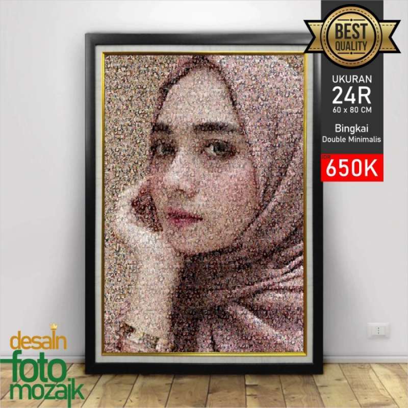 Promo Edit Foto Mozaik dengan Frame Double Minimalis ukuran 24R (60x80cm) Diskon 23% di Seller ...