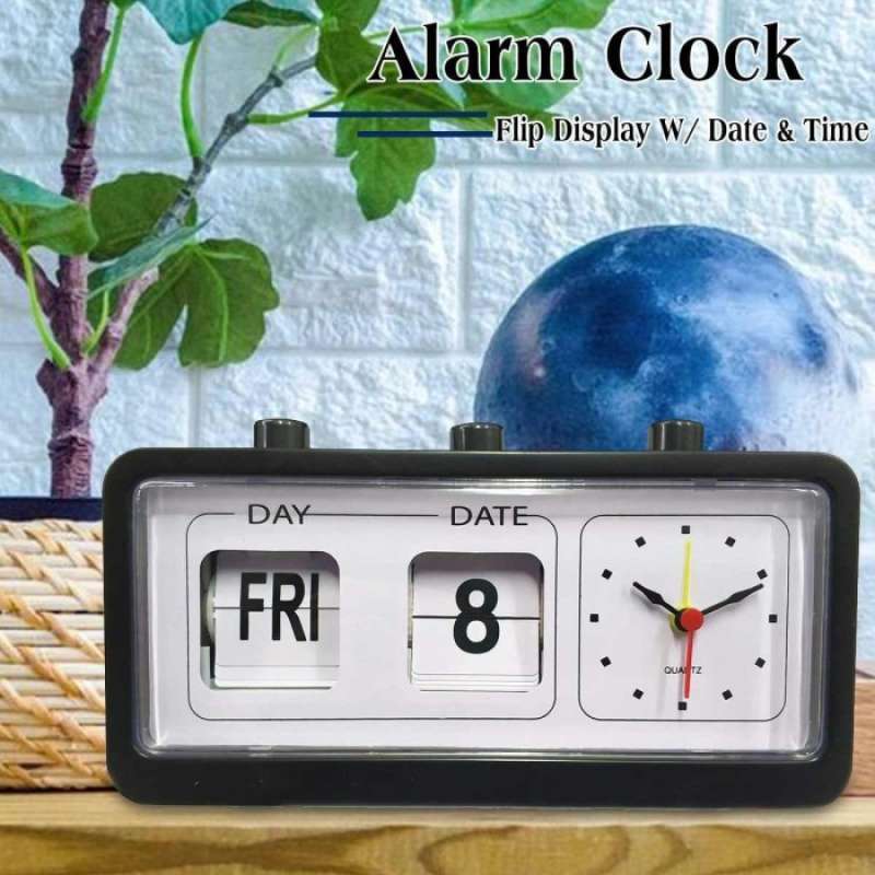 Jual Vintage Retro Table Flip Clock Jam Meja Klasik Alarm Hari Tanggal ...