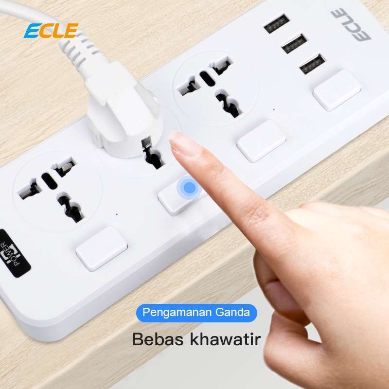 Promo Colokan Listrik Electric Socket Stop Kontak Power Strip Socket USB Hitam/Putih - Putih ...