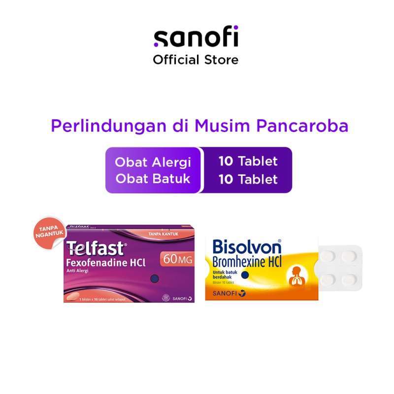Jual Telfast 60mg Isi 10 Tablet + Bisolvon Tablet Isi 10 pcs di Seller Sanofi OTC Store - Setu ...