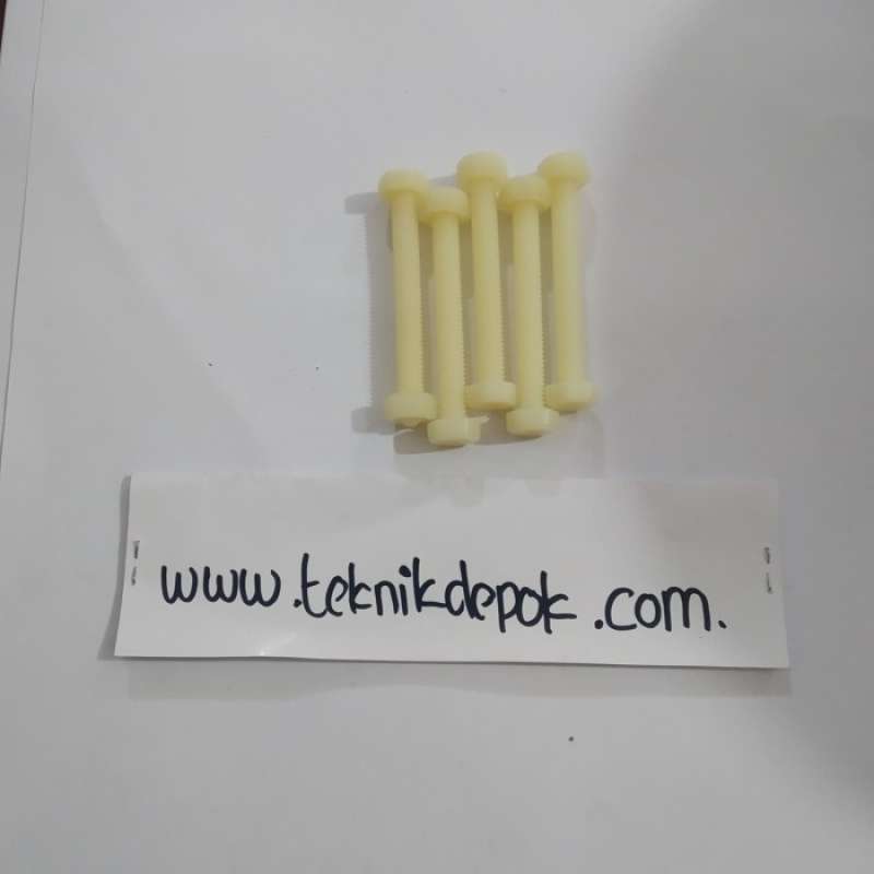 Promo Mur Baut BM Nylon M6 x 50 mm Baut Plastik Putih Diameter 6 mm 5 ...