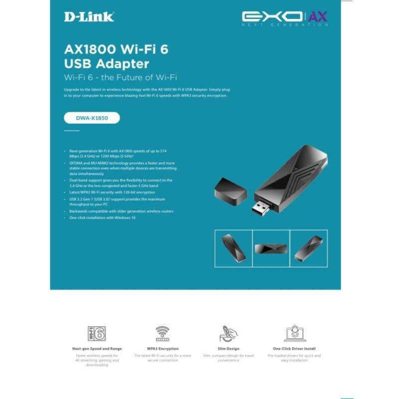 Jual D-link Dwa-x1850 Wireless Ax1800 Mu-mimo Wi-fi 6 Usb 3.0 Adapter ...