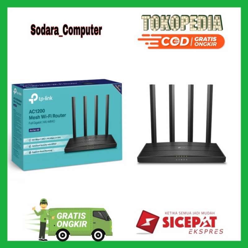 Promo TP link Archer-A6 AC-1200 Wireless Mu-Mimo Gigabyte Router ...