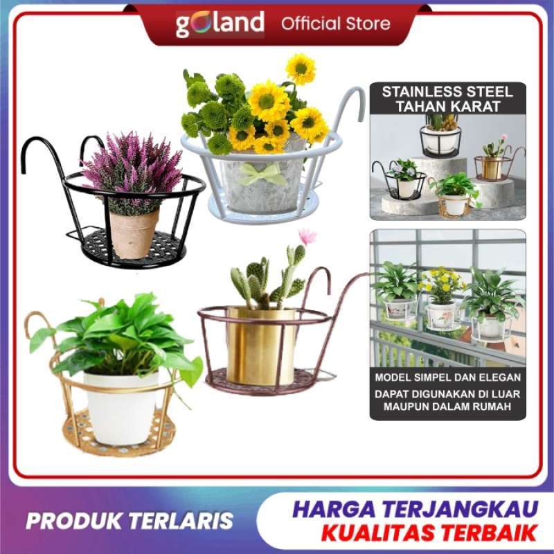 Jual Goland Iron Frame Pot Gantung Besi Balkon Pot Rak Bunga Besi Di ...