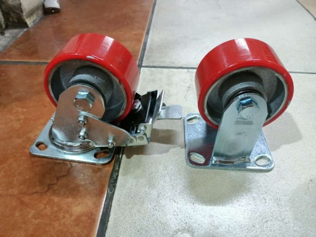 Jual Roda Trolley 4 Inch Heavy Duty Rem Mati Kap.1 Ton 1 Sett di Seller ...