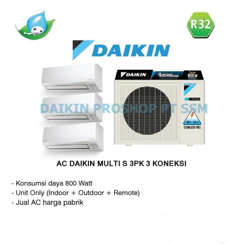 Jual AC Daikin Multi S 3Koneksi Outdoor 3PK Type MKC70 (Indoor 1/2+3/4+1,5) di Seller PT SSM ...