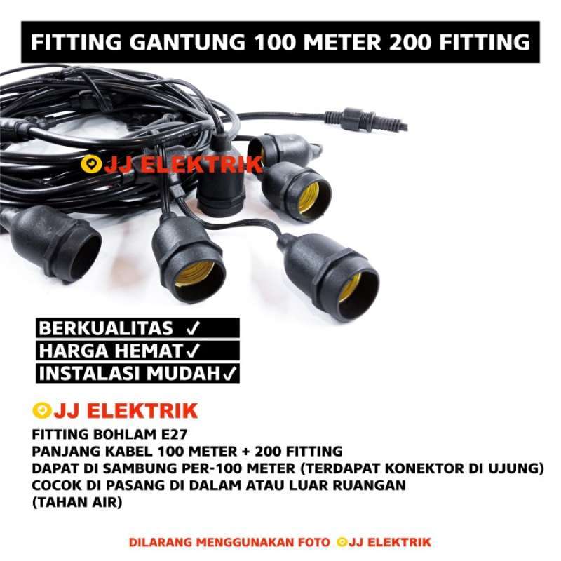 Promo Kabel Fitting Gantung Lampu Outdoor Taman 100 Meter 200 Fitting ...