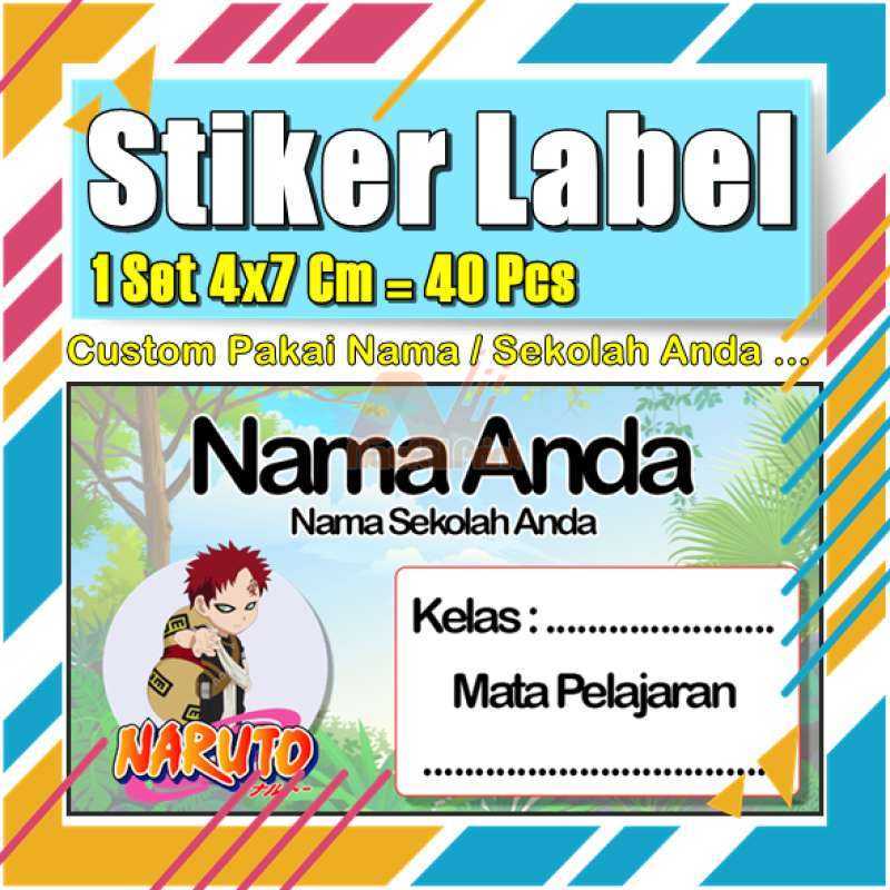 Jual Stiker Label Naruto Model E Buku Pelajaran Anak Vol-201 - Uk 4x7 ...
