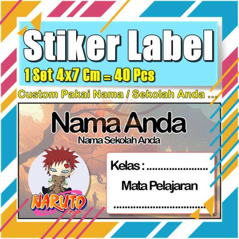 Jual Stiker Label Naruto Model B Buku Pelajaran Anak Vol-198 - Uk 4x7 ...