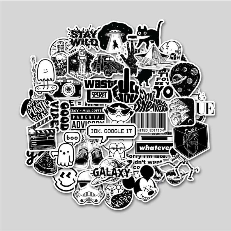 Promo Sticker Black And White / Sticker Pack Helm Laptop Vinyl/ Stiker ...