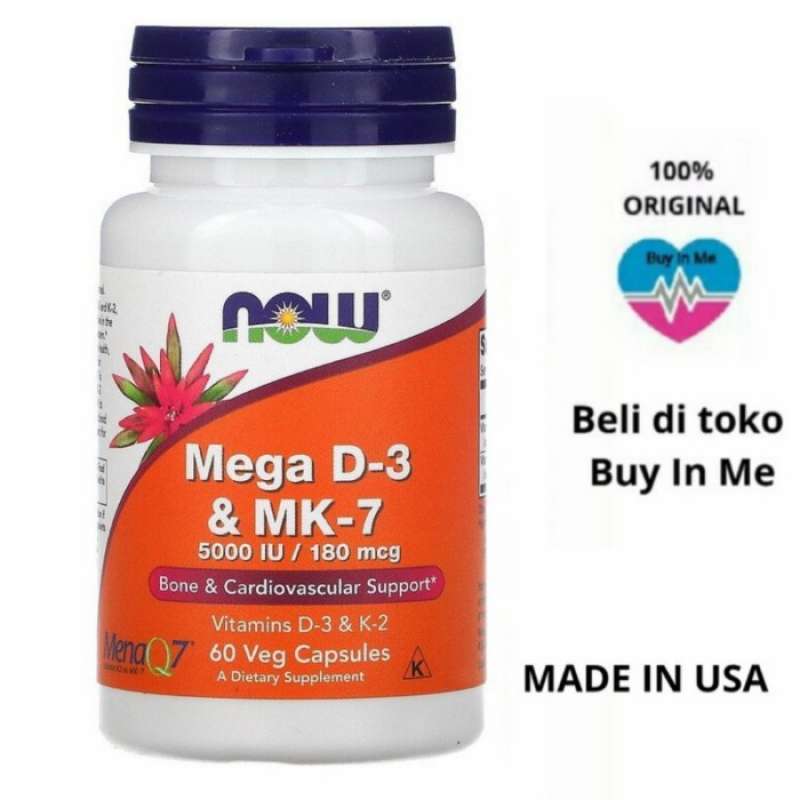 Promo Now Mega D-3 & MK-7, 180 mcg (5,000 IU) 60 Veg Capsules Diskon 23 ...