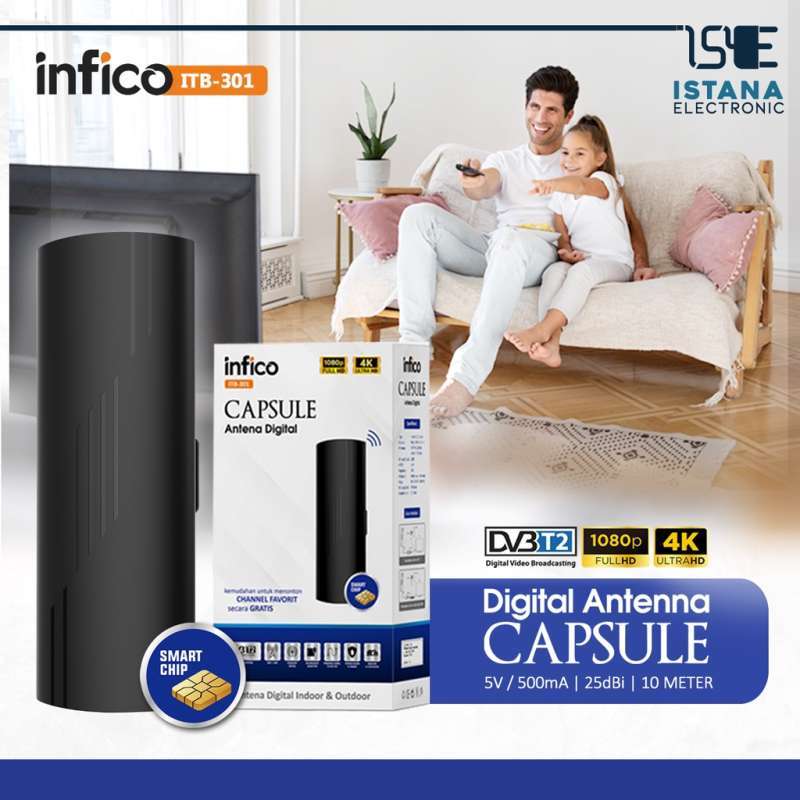 Jual ANTENA TV MERK INFICO, BERSNI MULTI FUNGSI INDOOR DAN OUTDOOR DENGAN SMART CHIP ITB-301 ...