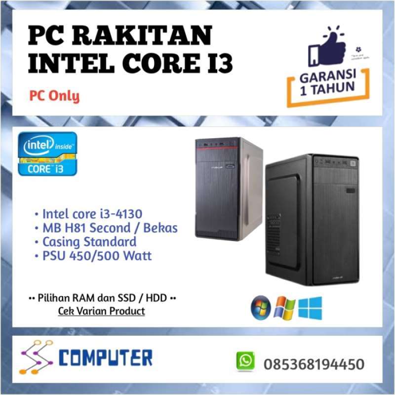 Promo PC Komputer Rakitan Core i3 Gen 4 Case Standard Diskon 23% di ...