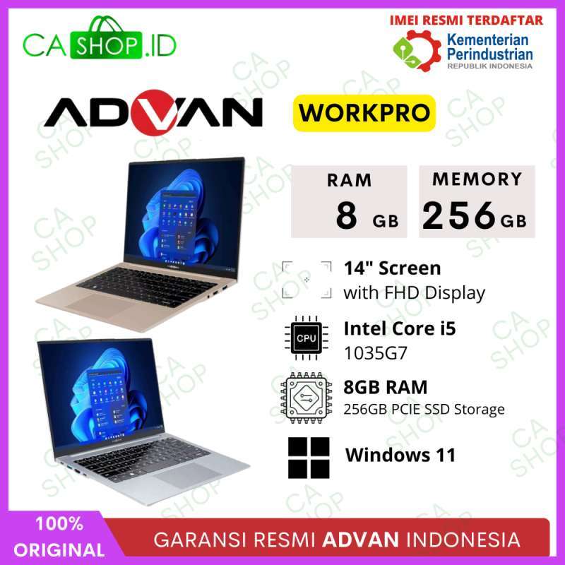 Jual Laptop Advan Workpro RAM 8GB 256GB SSD Notebook 14 IPS Intel i5 ...