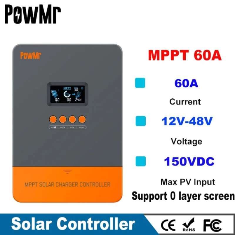 Promo PoWmr Pro 60a solar charge controller mppt 12v 24v 36v 48v Diskon 13% di Seller Sentral ...