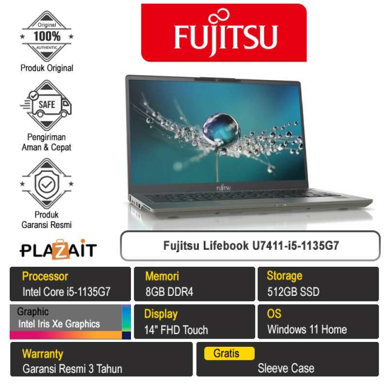 Jual Laptop Fujitsu Lifebook U7411/Intel Core i5-1135G7/8GB/512GB SSD/Intel Iris Xe Graphics/14 ...