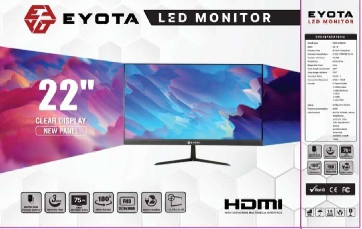 Jual Monitor Led Eyota 22 / Monitor Led Eyota 22 Inch Hdmi & Vga Fhd ...