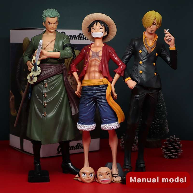 Promo One Piece Anime Figurine Ros Luffy Roronoa Zoro Ace PVC Statue ...