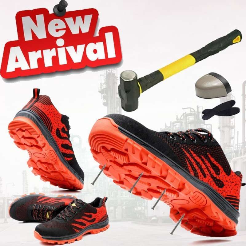 Promo SEPATU SAFETY IMPORT KERIS MERAH RED UJUNG SEPATU BESI SNEAKERS ...