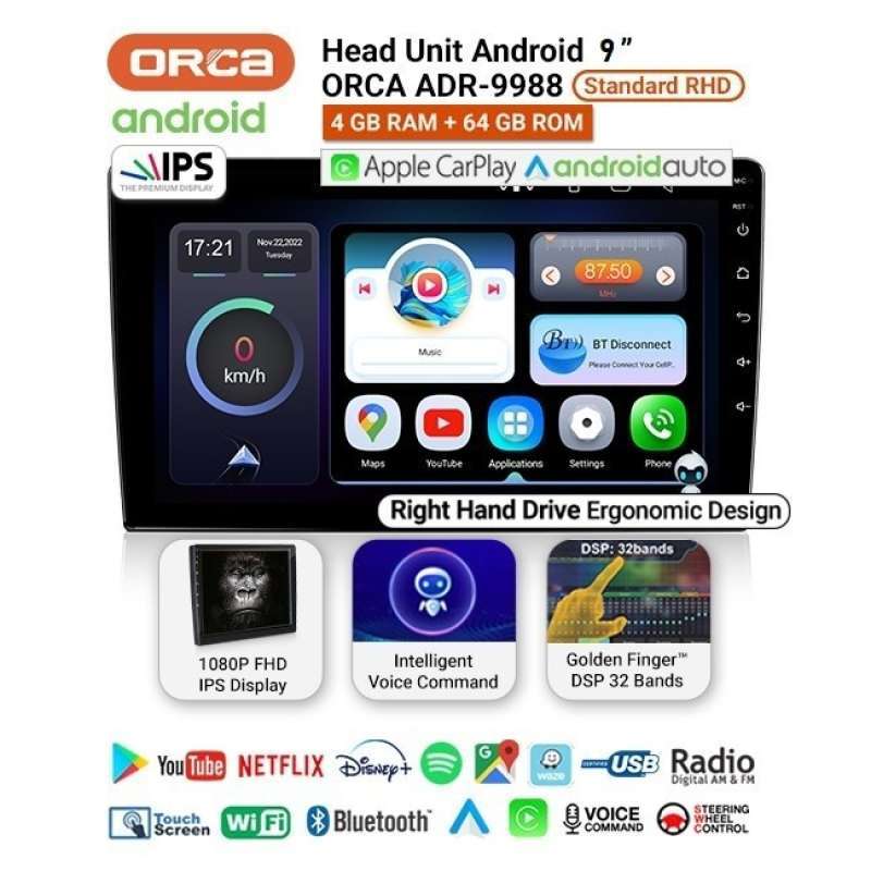 Promo Android 9 inch NEW STANDART ORCA ADR-9988 Ram 4/64 Carplay Diskon ...