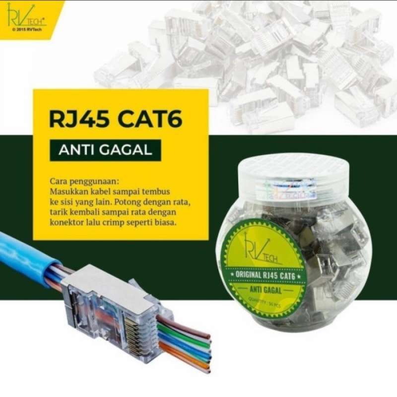 Promo Conector Rj 45 Kepala Konektor Cat 6 Bodi Besi Anti Gagal ...
