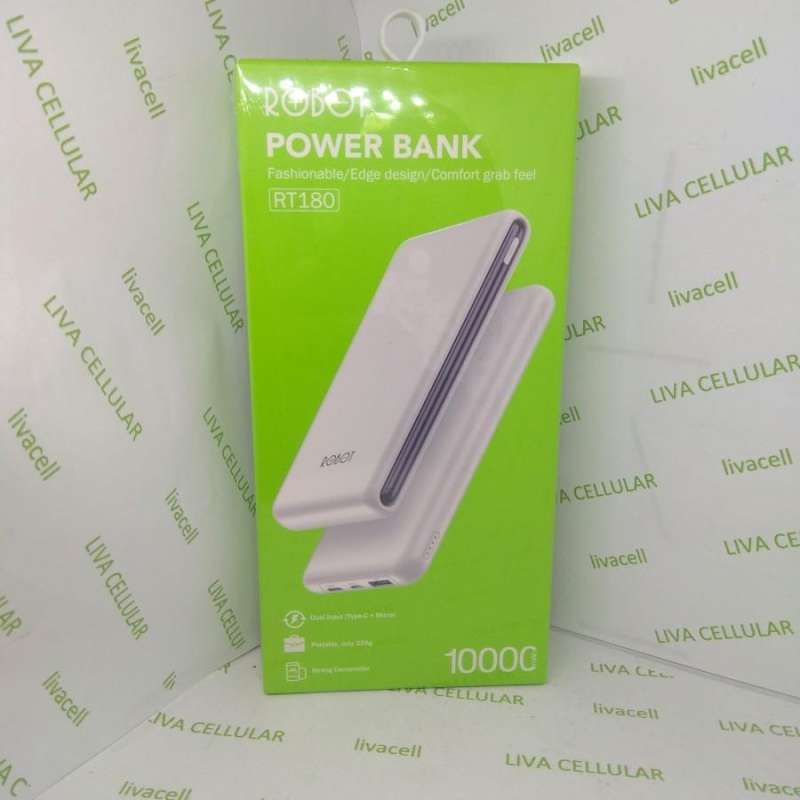 Jual PowerBank ROBOT 10000mah RT180 2.1A Dual Input Port Type C & Micro ...
