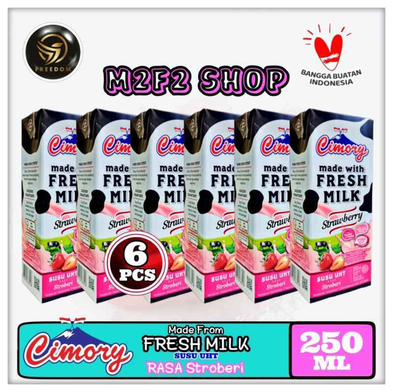 Promo Susu Cimory Fresh Milk Kotak UHT Strawberry | Stroberi - 250 ml (Kemasan 6 Pcs) Diskon 13% ...