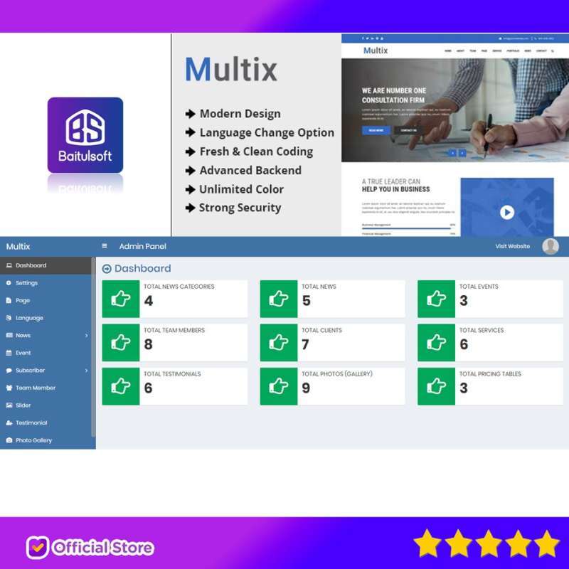 Promo Source Code Aplikasi Multix - Multipurpose Website Cms With Codeigniter By Baitulsoft ...