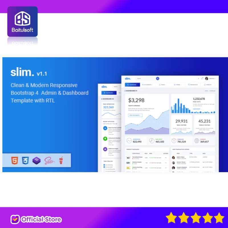 Promo Slim - Modern & Clean Responsive Bootstrap 4 Admin Dashboard Template By Baitulsoft Diskon ...