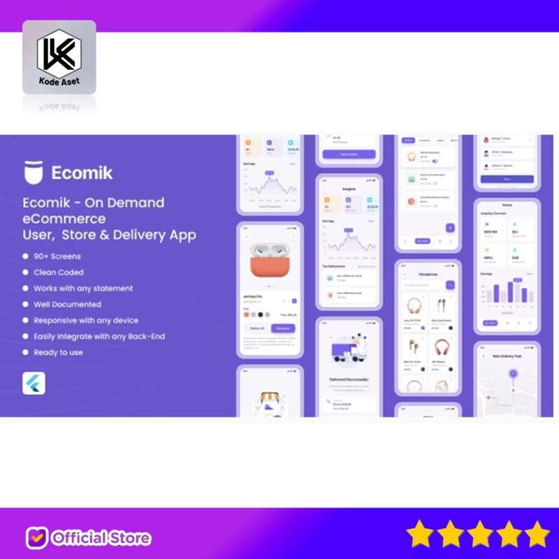 Jual Source Code Aplikasi Ecomik Ecommerce Flutter App Template For User Store And Delivery
