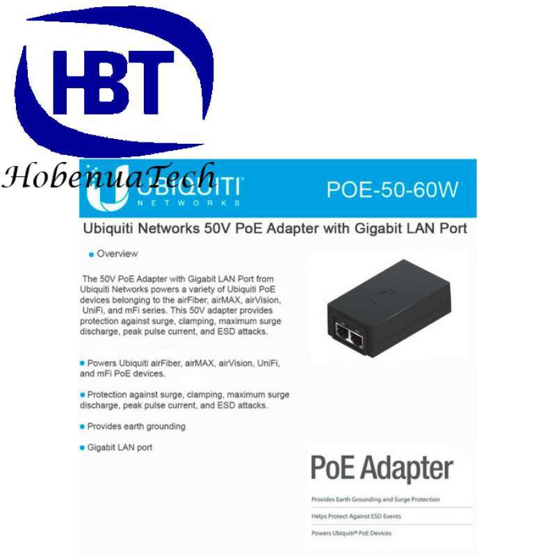 Promo Ubiquity Poe-50-60w 50v Dc 1.2a 60w Poe Adapter Diskon 23% Di ...
