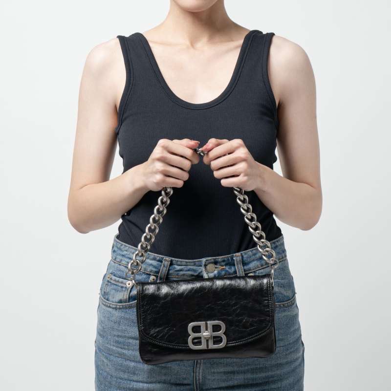 Promo Balenciaga Bb Soft Small Flap Bag Peach Calfskin Black Shw Diskon ...