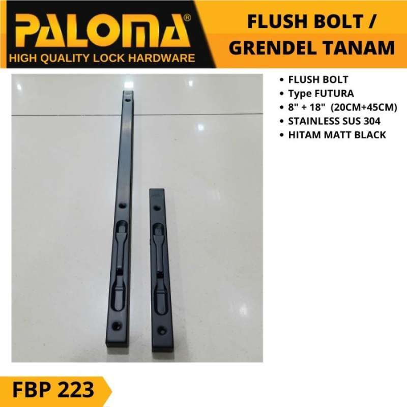 Jual Paloma Fbp 223 Grendel Tanam Flush Bolt Futura 8+18 Matte Black Di ...