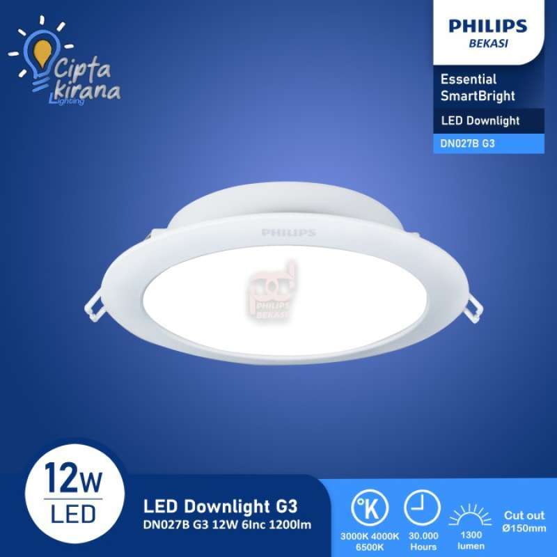 Promo Lampu Downlight Led Philips Dn027b G3 12w 6inc 1200lm Diskon 23% ...