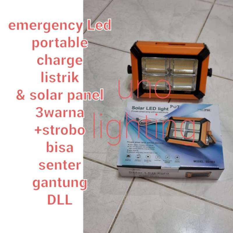 Promo Emergency Led Charge Listrik & Solar Panel 200w 3warna Strobo ...